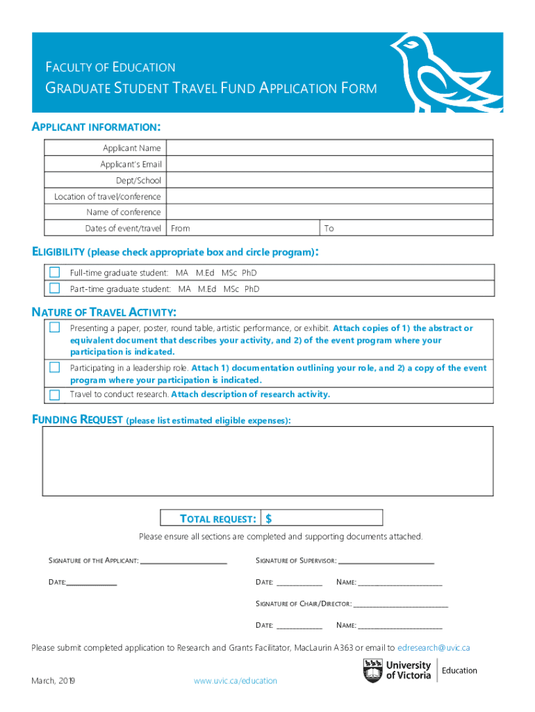 Fillable Online graduate student travel fund application form - UVic Fax Email Print - pdfFiller
