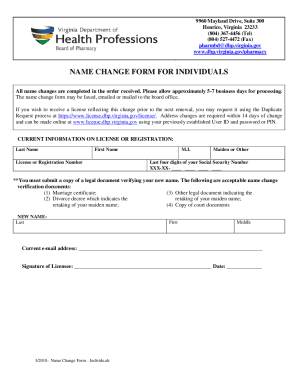 Fillable Online Pharmacy Name Change Form. Pharmacy Name Change Form ...