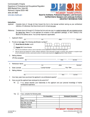 Fillable Online ARCHITECT REFERENCE FORM Fax Email Print - pdfFiller