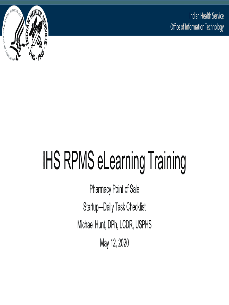 Fillable Online IHS RPMS eLearning Training-Pharmacy Point of Sale (POS ...