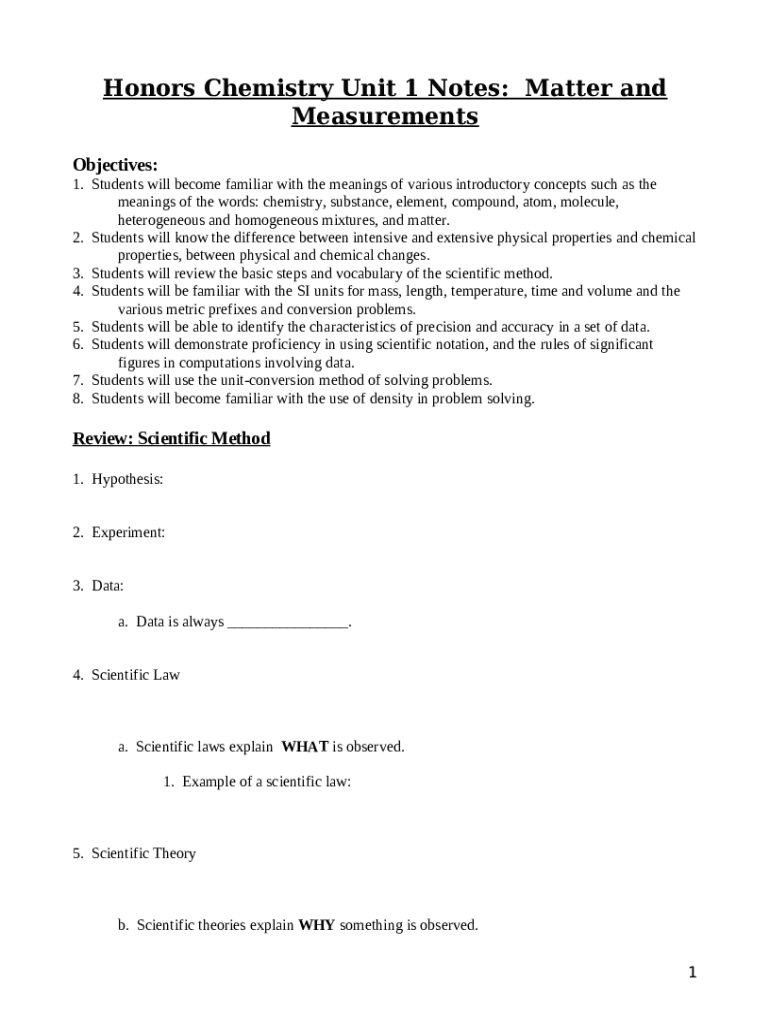 Chapter 1 Chemistry: Matter and Measurement Doc Template | pdfFiller