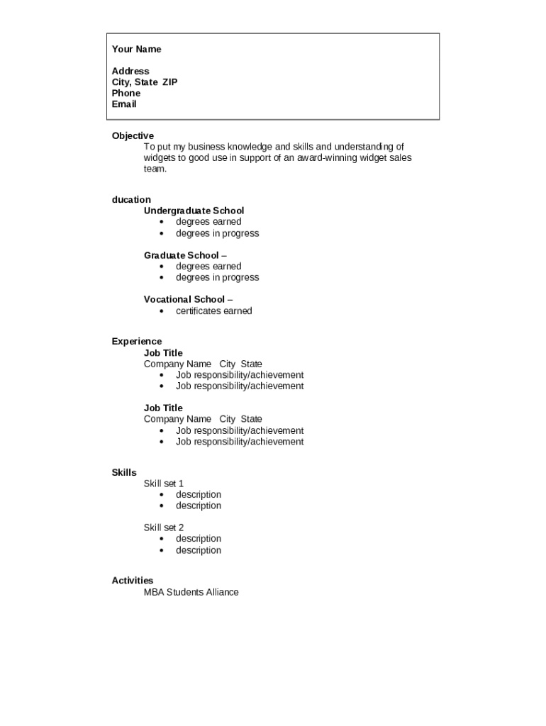 College Student Resume Template Doc Template | pdfFiller
