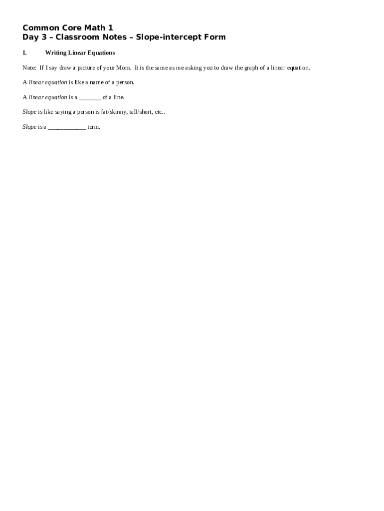 5-3 Slope Intercept Doc Template | pdfFiller