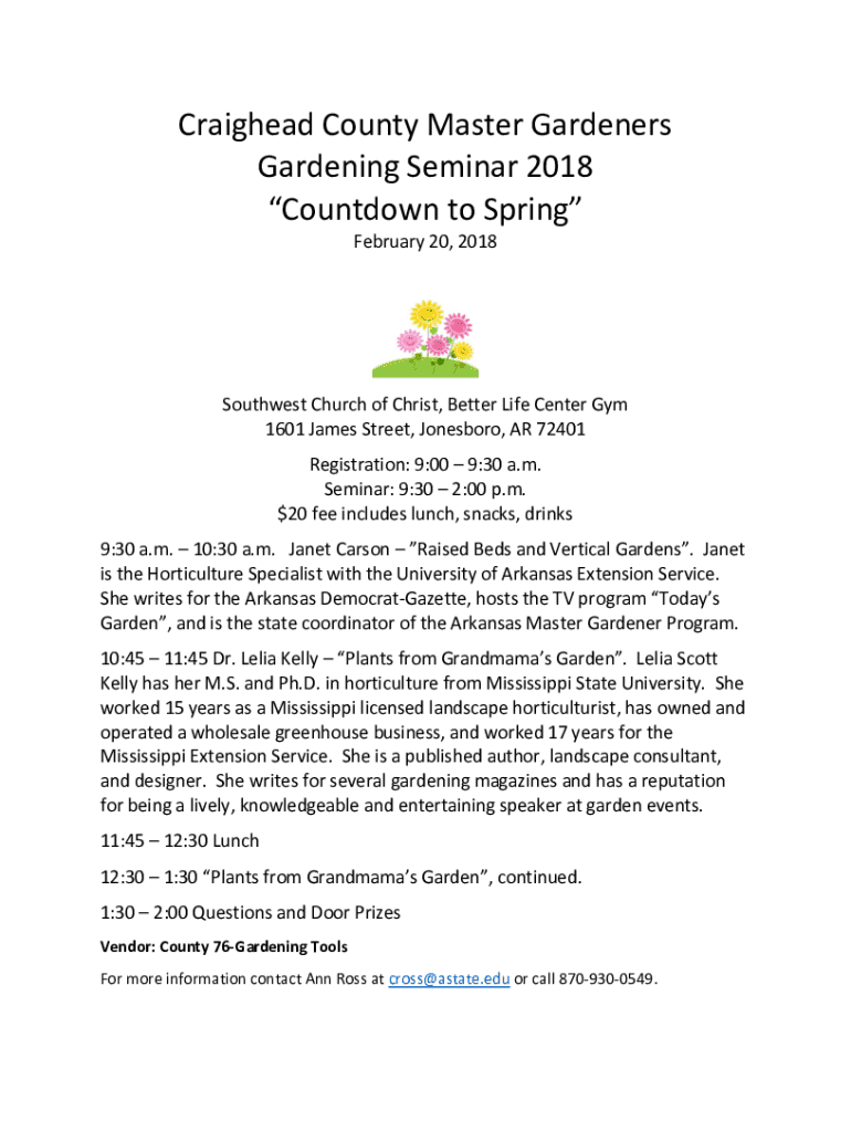 Fillable Online Craighead County Master Gardeners - UAEX.edu Fax Email ...