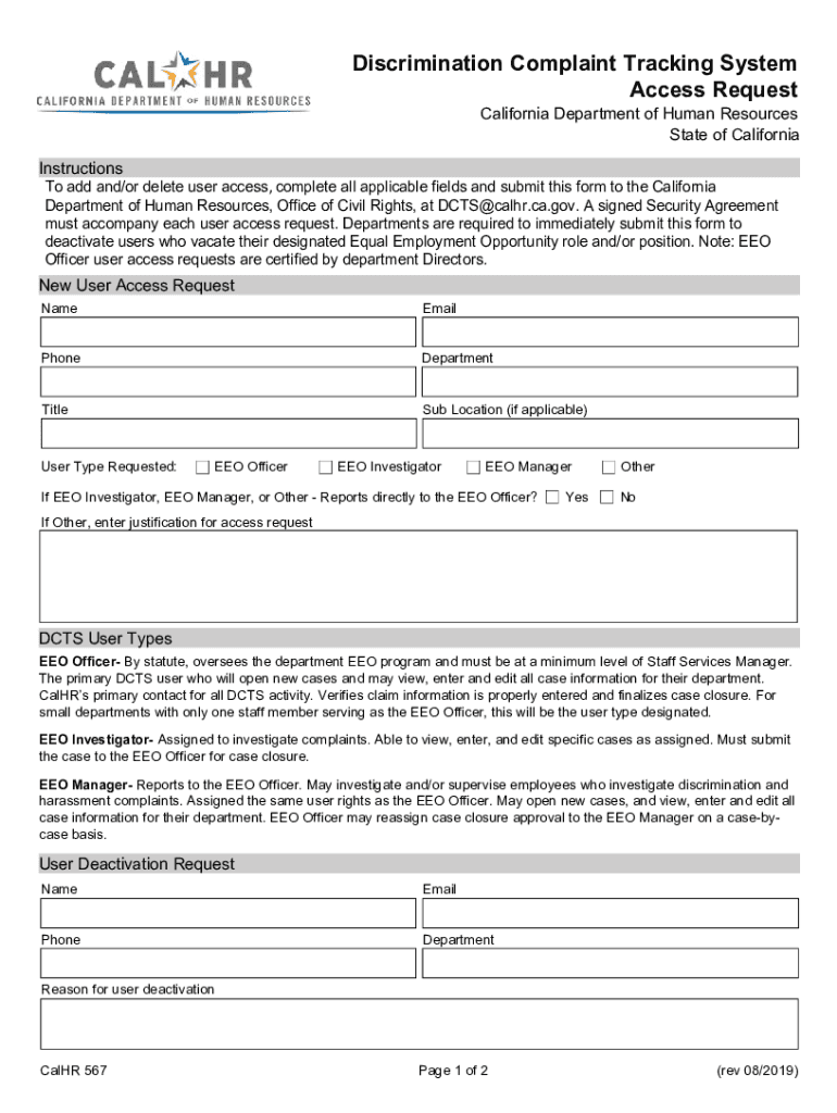 Fillable Online CalHR-567-Access Request Form.rtf Fax Email Print ...