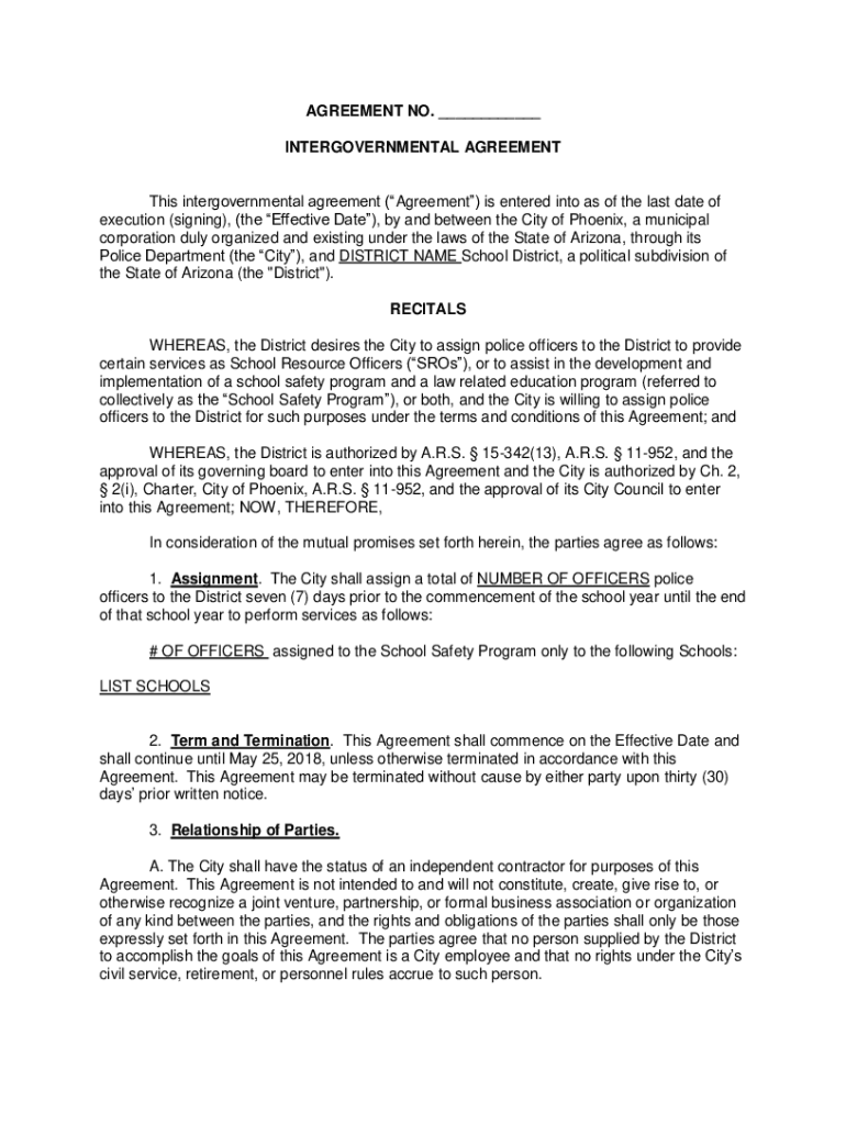 Fillable Online This Intergovernmental Agreement (IGA or Agreement) is ...