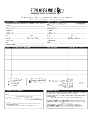 Fillable Online Steve Weiss Music Fax Order Form. Steve Weiss Music Fax ...