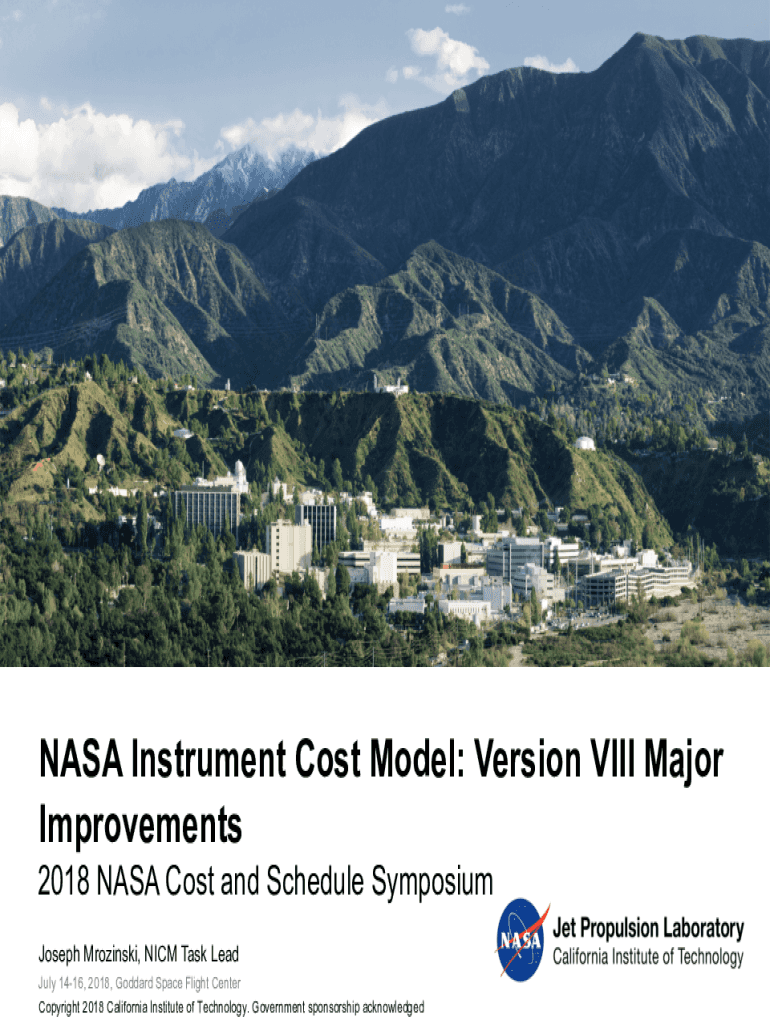 Fillable Online NASA Instrument Cost Model: Version VIII Major ...