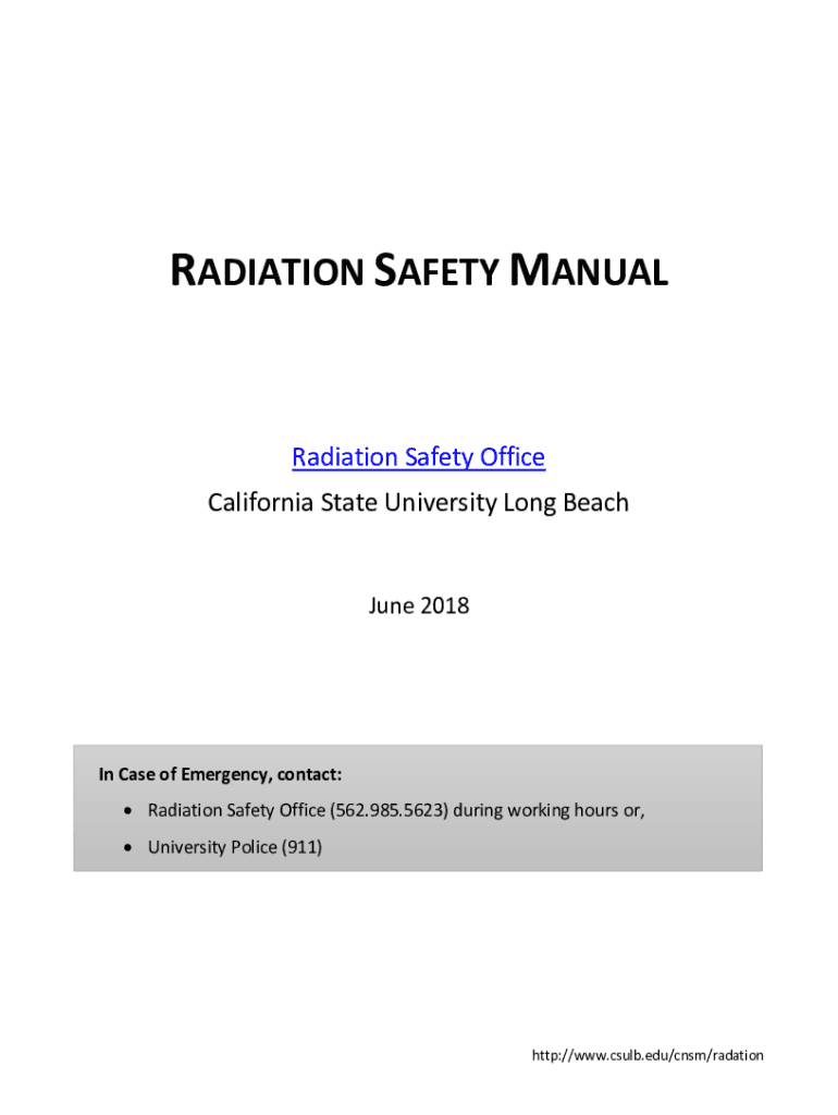 Fillable Online Radiation Safety ManualRadiation Safety Office ...