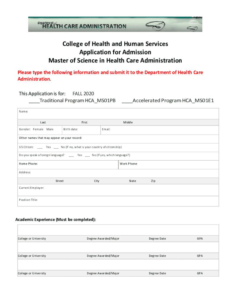 Fillable Online HCA departmental application - Cal State Long Beach Fax ...