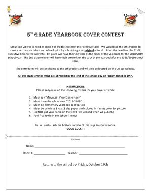 Fillable Online 5th grade yearbook cover contest Fax Email Print ...