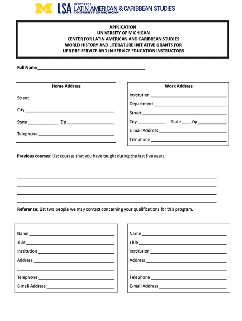 Fillable Online lsa umich application university of michigan center for ...