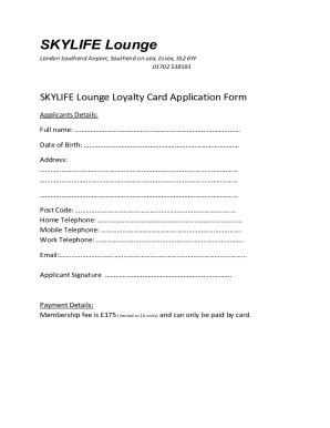 Fillable Online Loyalty Card Application Form - cloudfront.net Fax ...