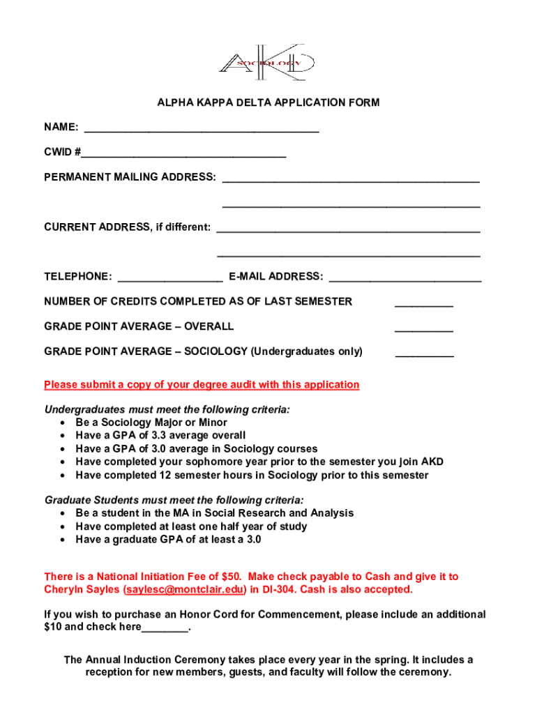 Fillable Online AKD Application Form Fax Email Print - pdfFiller