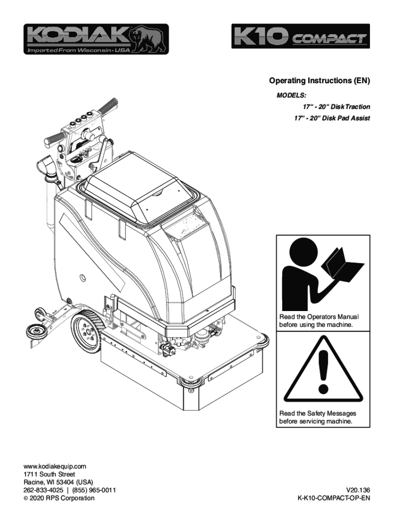 Fillable Online Operators Manual - Kodiak Floor Scrubbers Fax Email Print - pdfFiller