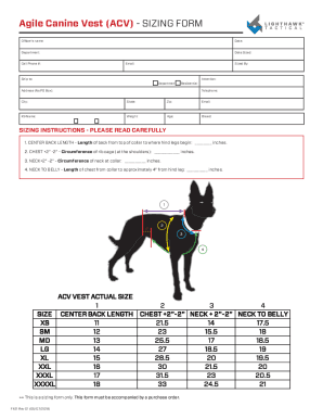 Fillable Online Agile Canine Vest (ACV) - SIZING FORM - Armor Express ...