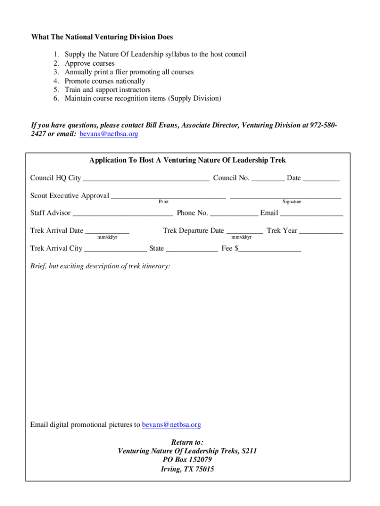 Fillable Online What The National Venturing Division Does Fax Email
