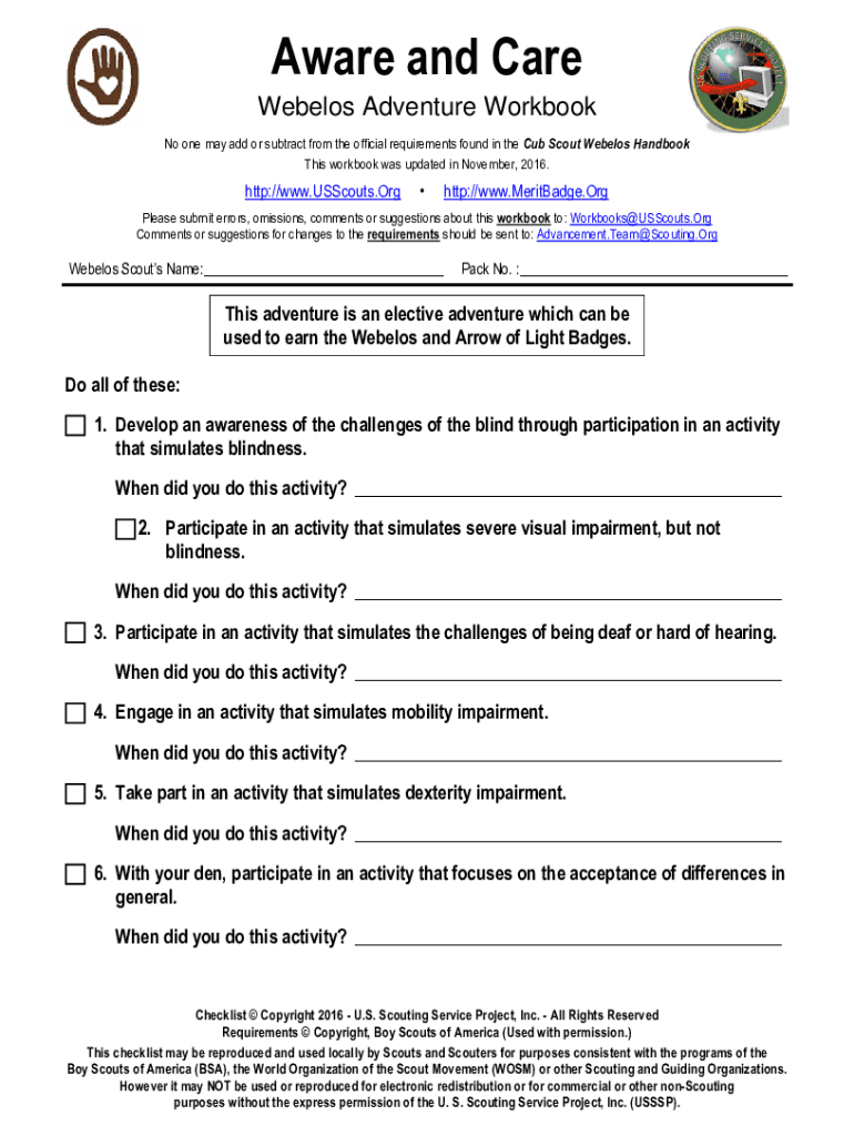 Fillable Online Fillable Online usscouts Aware and Care - US Scouting ... Fax Email Print ...