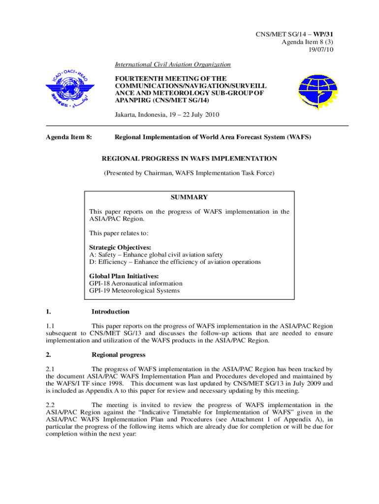 Fillable Online CNS/MET SG/14 WP/31 Fax Email Print - pdfFiller