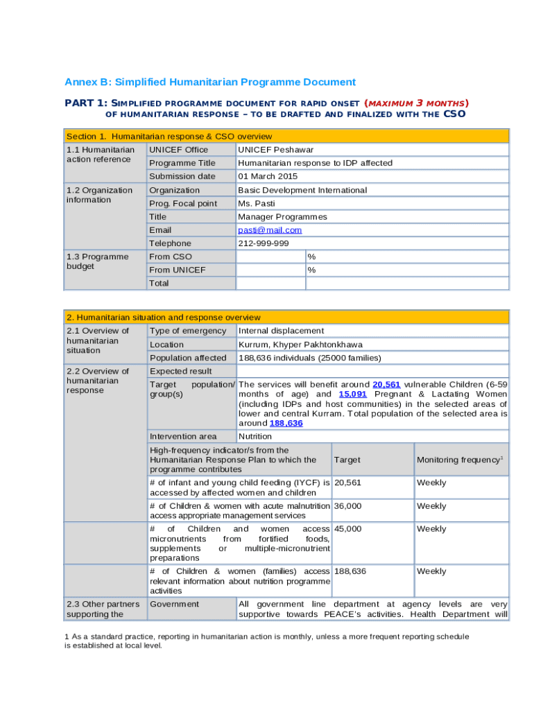 Annex B: Simplified Humanitarian Programme Document - unicef.org Doc ...