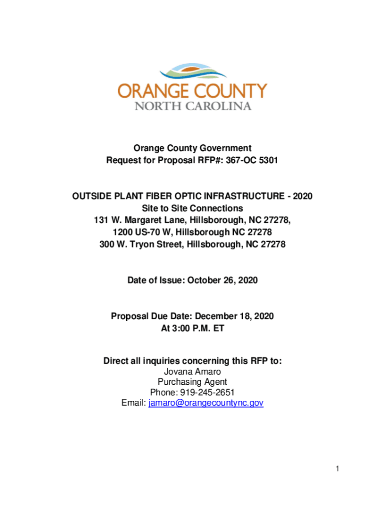 Fillable Online Orange County Government Request for Proposal RFP#: 367 ...