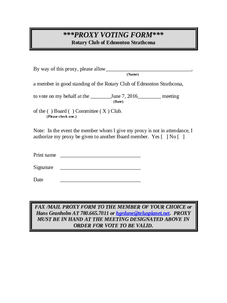 Proxy Voting Template Doc Template PdfFiller