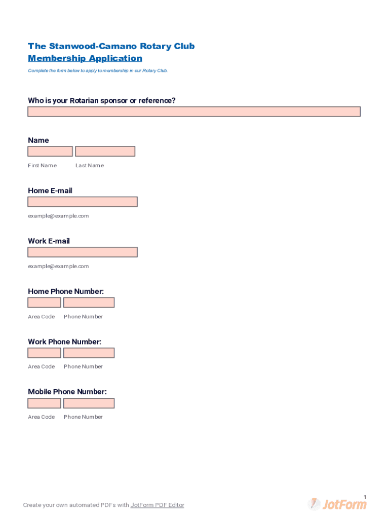 Fillable Online Rotary Club Membership Application Form Fax Email Print ...
