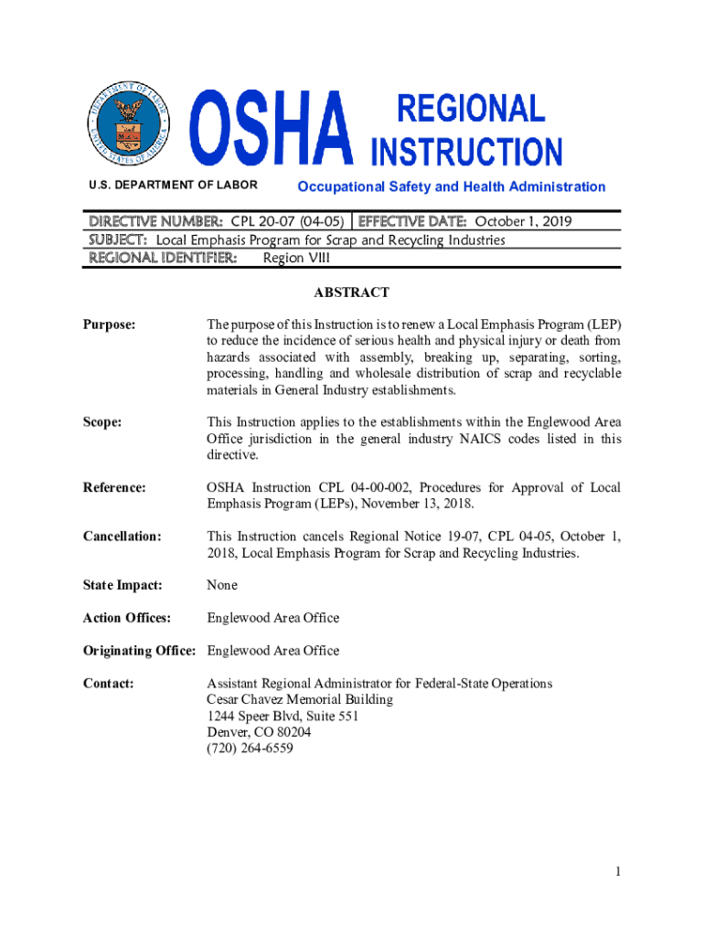 Fillable Online Local Emphasis Program for Scrap and Recycling ...