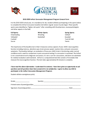 Fillable Online impact concussion consent form Fax Email Print - pdfFiller