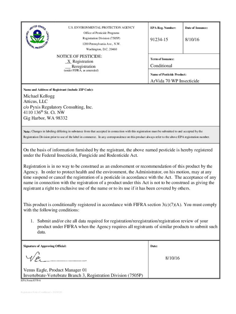 Fillable Online US EPA, Pesticide Product Label, ArVida 70 WP ...