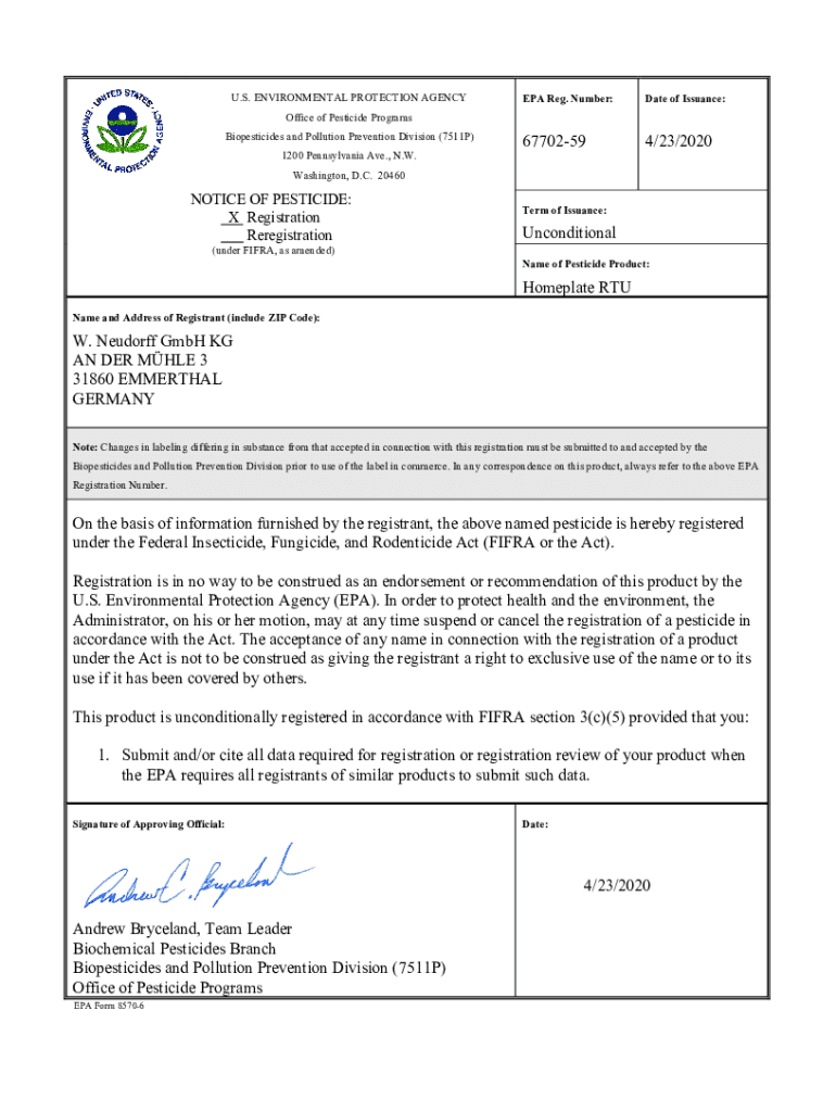 Fillable Online US EPA, Pesticide Product Label, Homeplate RTU,04/23 ...