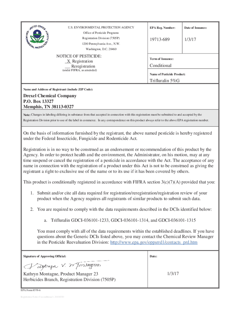 Fillable Online US EPA, Pesticide Product Label, TRIFLURALIN 5%G,01/03 ...