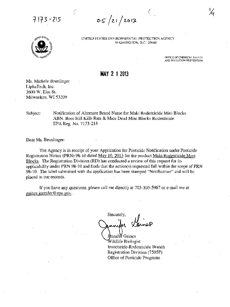 Fillable Online US EPA, Pesticide Product Label, MAKI RODENTICIDE MINI ...