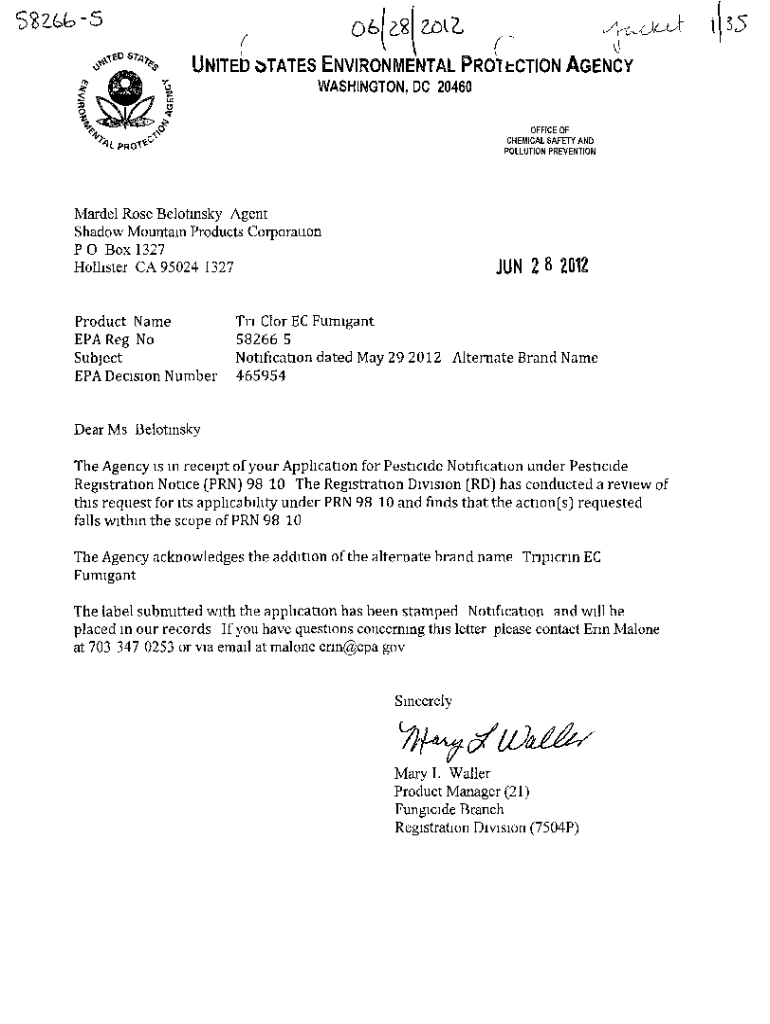 Fillable Online US EPA, Pesticide Product Label, TRI-CLOR EC FUMIGANT ...