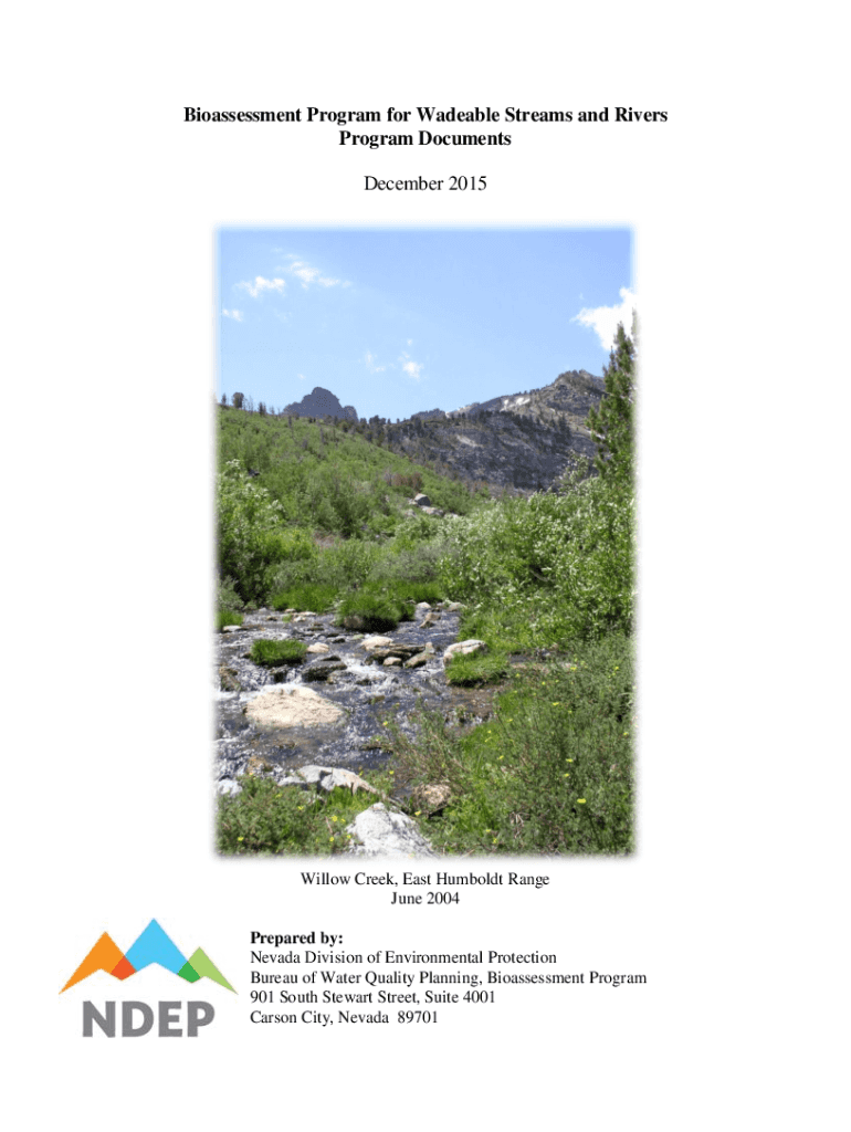 Fillable Online ndep nv Bioassessment Program Standard Operating Procedures for Wadeable Streams ...