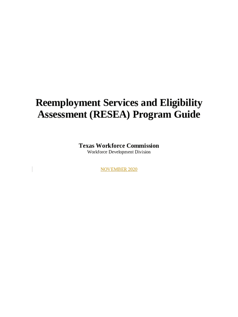 RESEA Program Guide - Texas Doc Template | pdfFiller