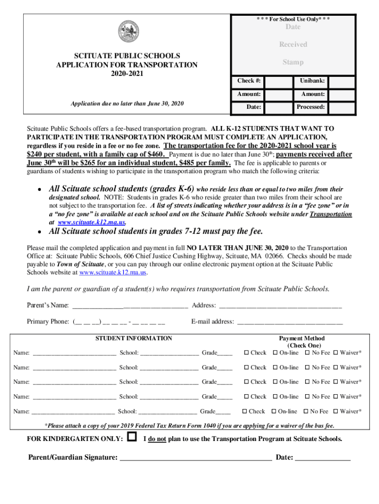 Fillable Online * * * For School Use Only* * * Fax Email Print - pdfFiller