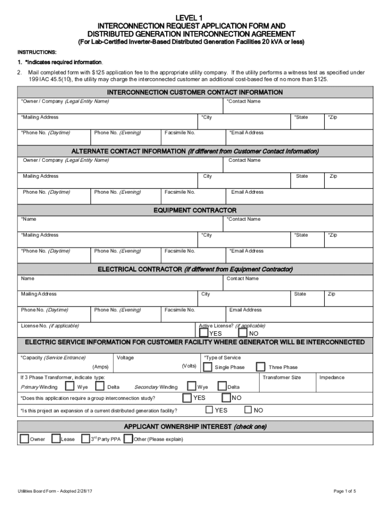Fillable Online Get the LEVEL 1 Interconnection Request Application Form and Fax Email Print ...