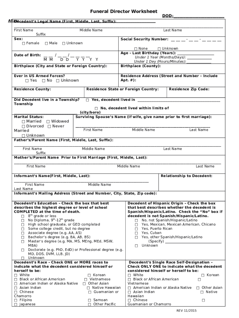 Decedent's Legal Name (First, Middle, Last, Suffix): Doc Template ...