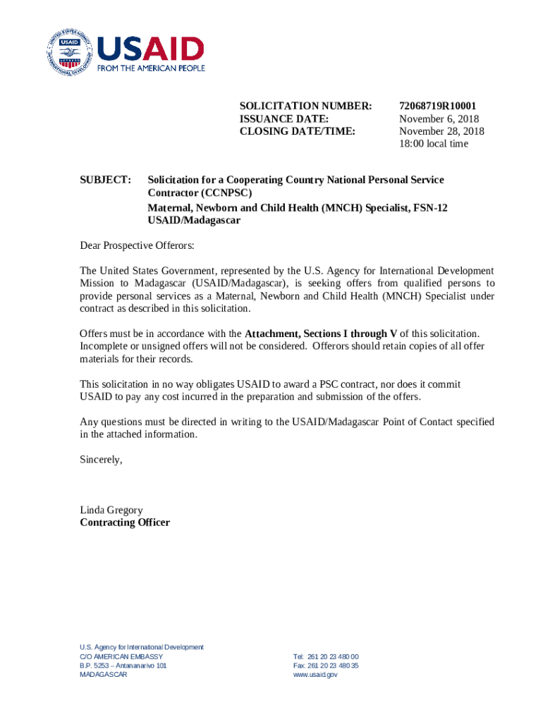 SOLICITATION NUMBER:72068719R10001 Doc Template | pdfFiller