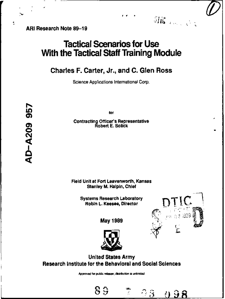 Fillable Online Tactical Scenarios for Use With the Tactical Staff ...