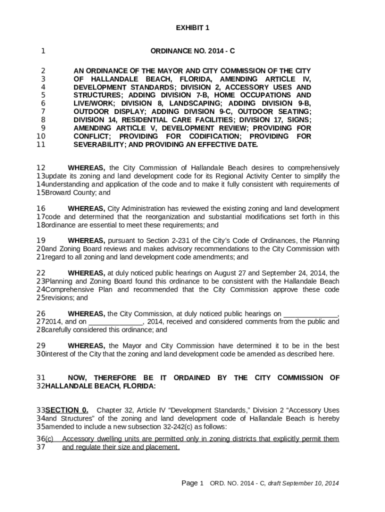 AN ORDINANCE OF THE MAYOR AND CITY COMMISSION OF THE CITY OF HALLANDALE ...