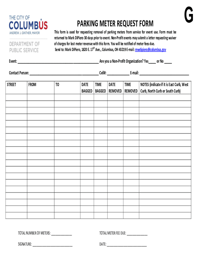 Fillable Online PARKING METER REQUEST FORM Fax Email Print - pdfFiller