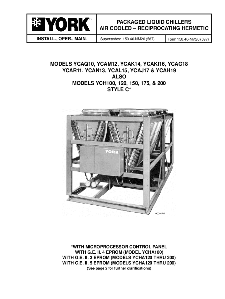 Fillable Online YCA- Style A Reciprocating Hermetic Air Cooled Packaged ...