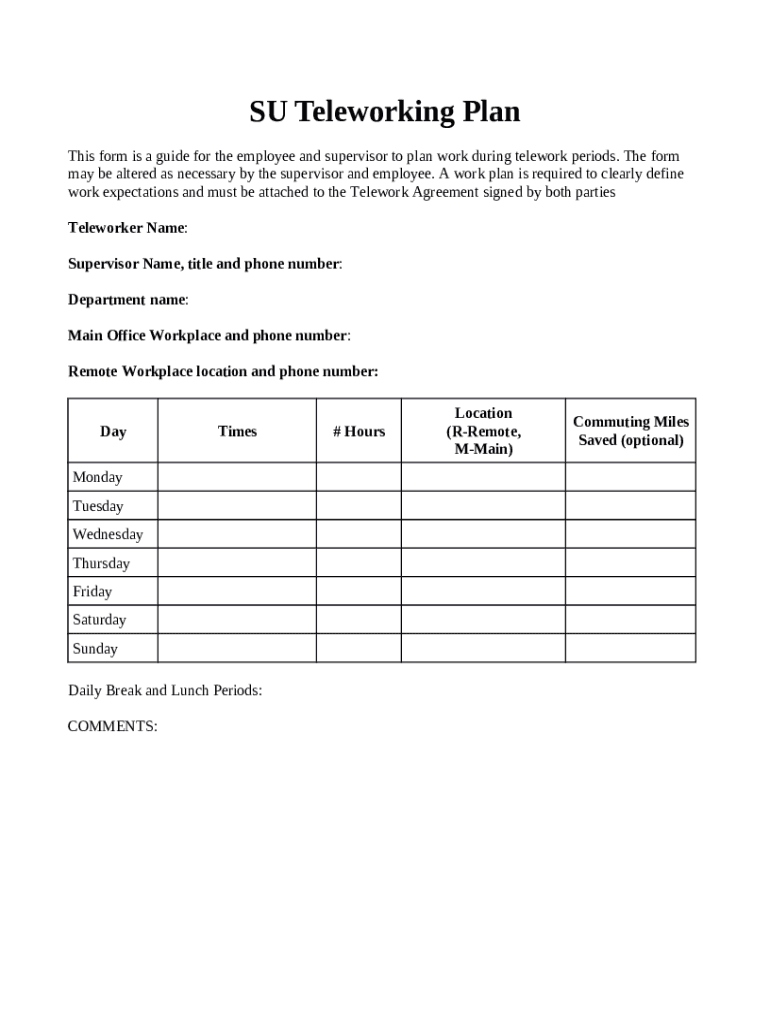 Telework Agreement Walk-Through 1. Participation Doc Template | pdfFiller