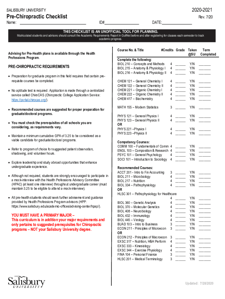Fillable Online Pre-Chiropractic Checklist. Pre-Chiropractic Checklist ...