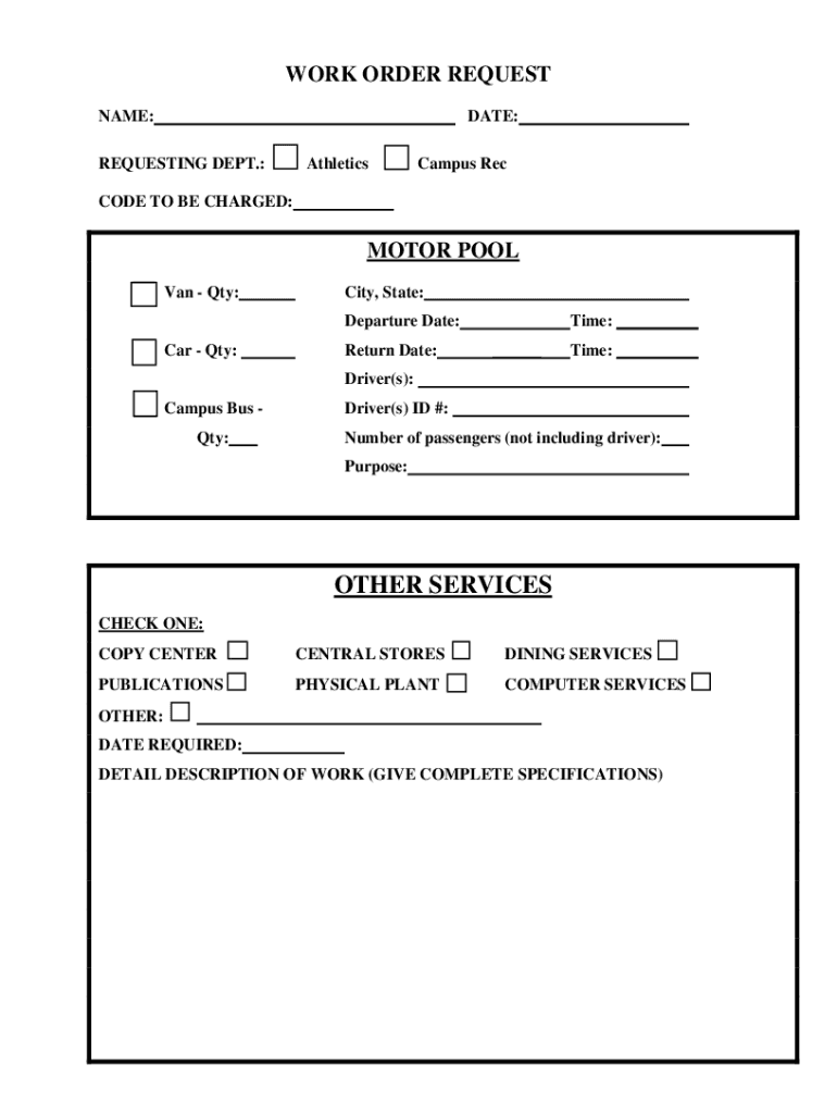 Fillable Online Work Order Request. Work Order Request Fax Email Print ...