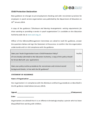 Fillable Online Child Protection Declaration - Education Authority Fax ...