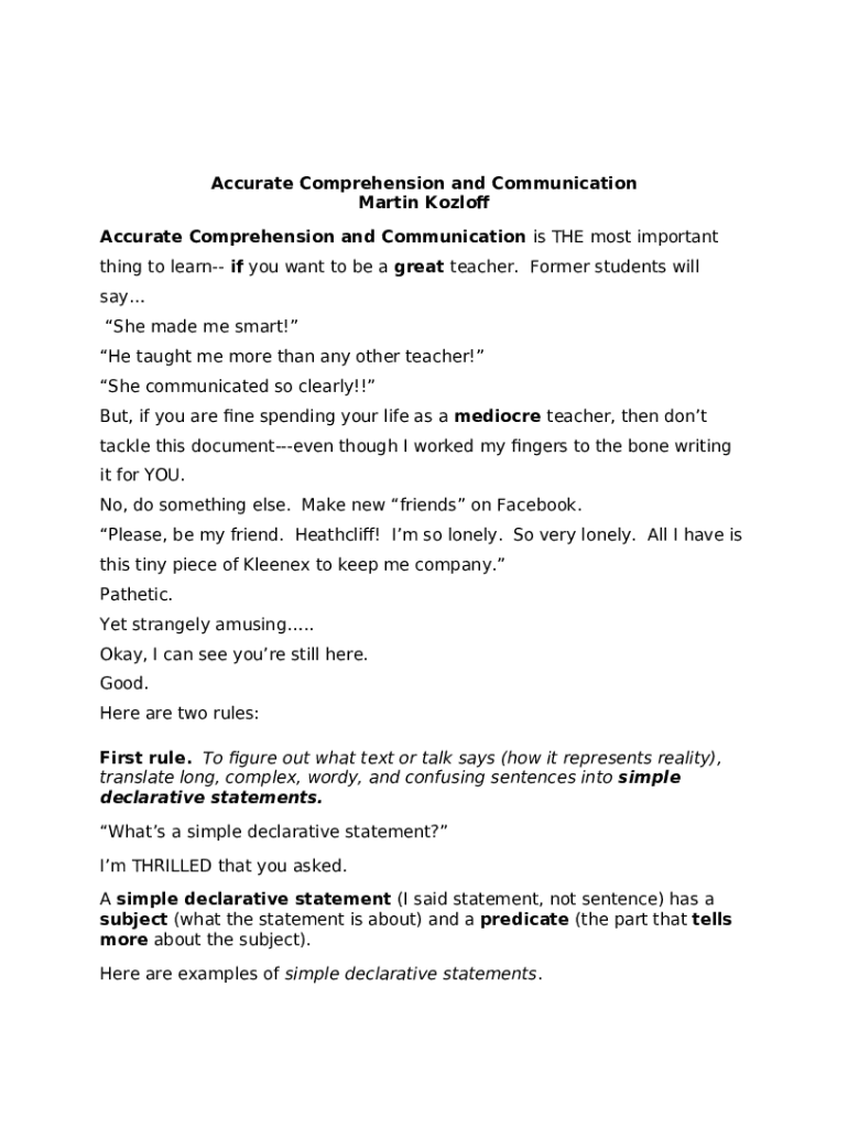Clear comprehension and communication. - people uncw Doc Template ...