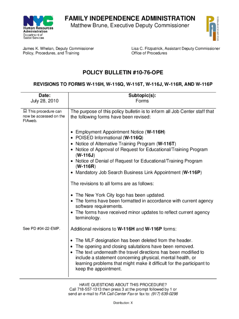 Fillable Online onlineresources wnylc PB #10-76-OPE Revisions to forms ...